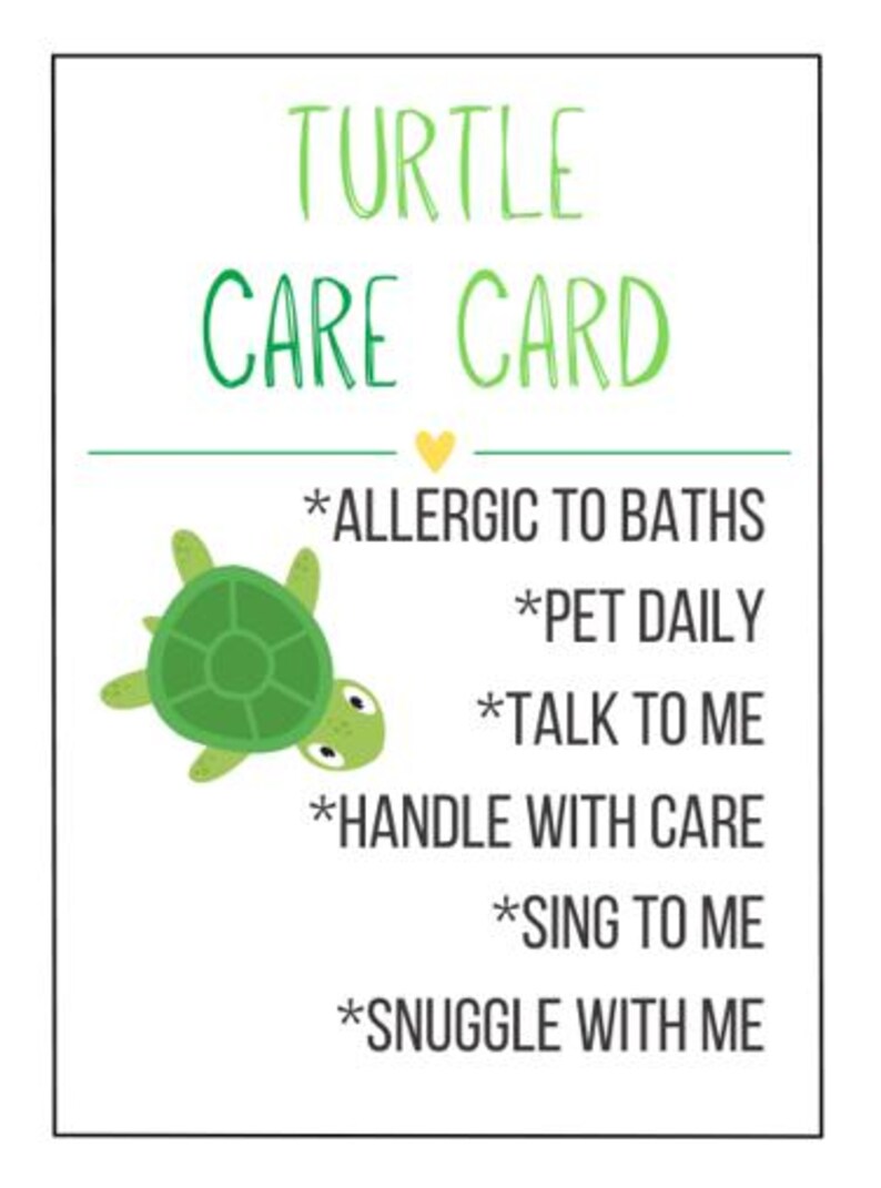 Crochet Plushie Turtle Care Cards, Printable Pet Guide (PDF & PNG) - Etsy