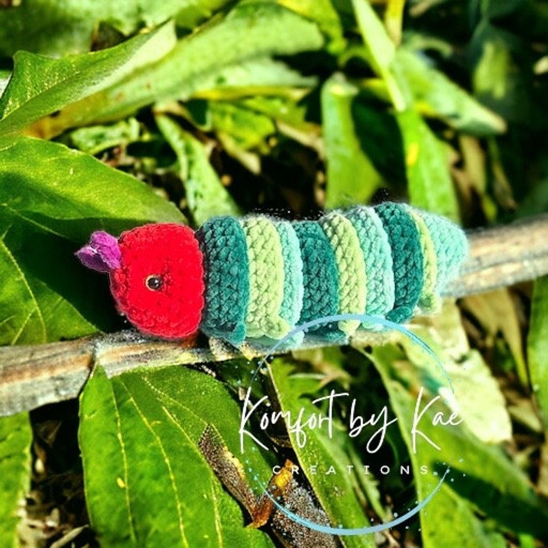 Crochet Caterpillar Plushie, Handmade Movable Toy, Desk Pet - Etsy