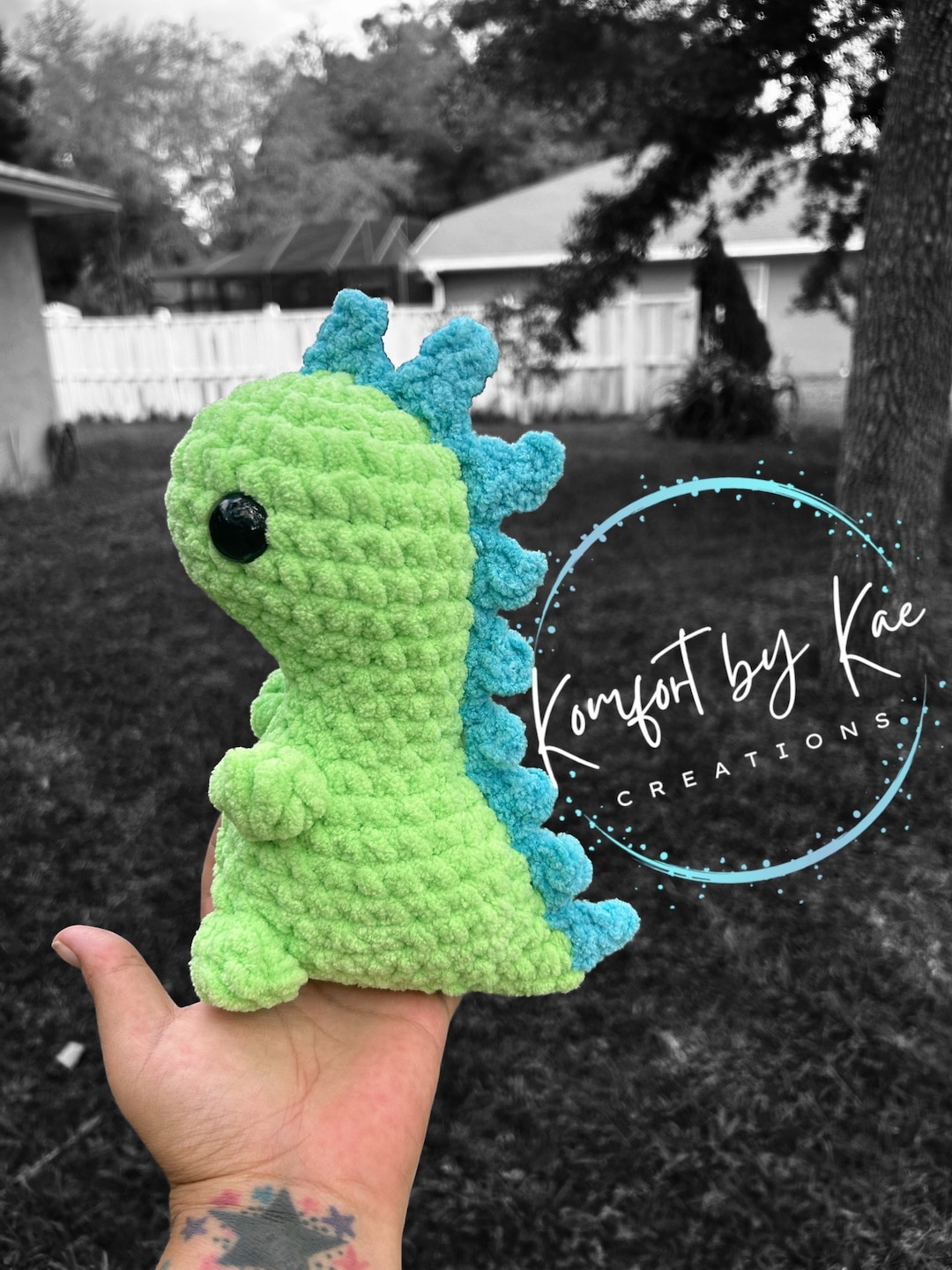 Spike-rex Crochet Plush Amigurumi, Gift, Desk Pet, Animal Plushie ...