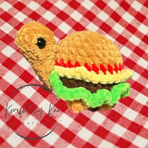 Cheeseburger Turtle Crochet Plush Amigurumi, Gift, Desk Pet, Animal ...
