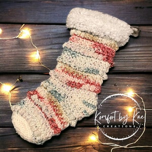 Cobblestone Handmade Crochet Christmas Stocking With Fur Top - Xmas ...