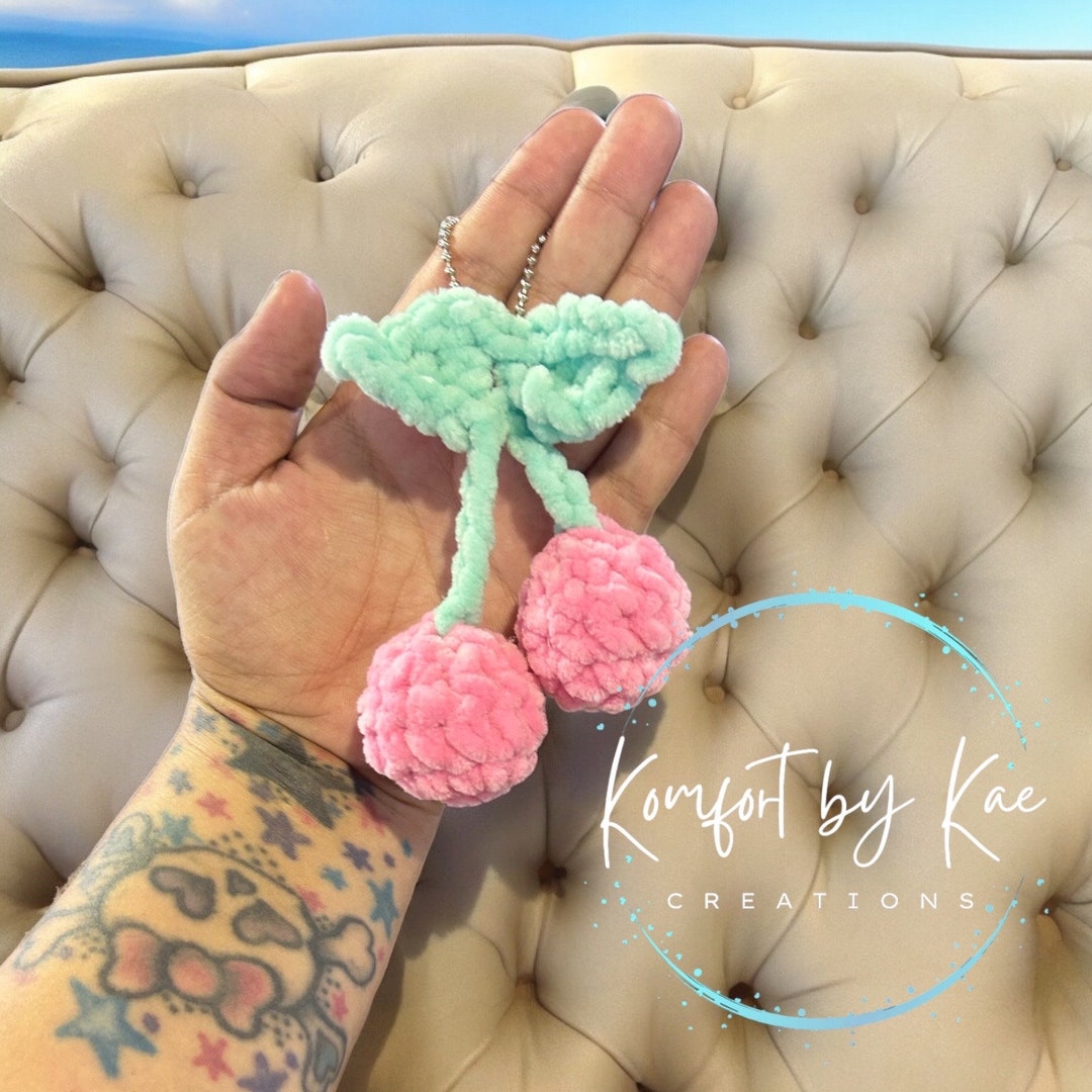 Cherry Keychain, Crochet Plush, Amigurumi, Stuffie, Plushie, Gift ...