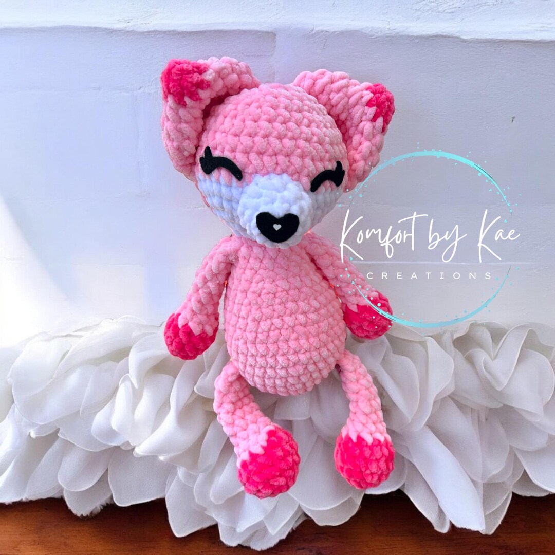 Pink Fox Plushie, Crochet Toy, Plush Amigurumi, Gift, Stuffed Animal ...