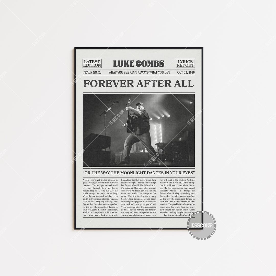 Luke Combs Retro Newspaper Print, Forever After All Poster, Forever ...