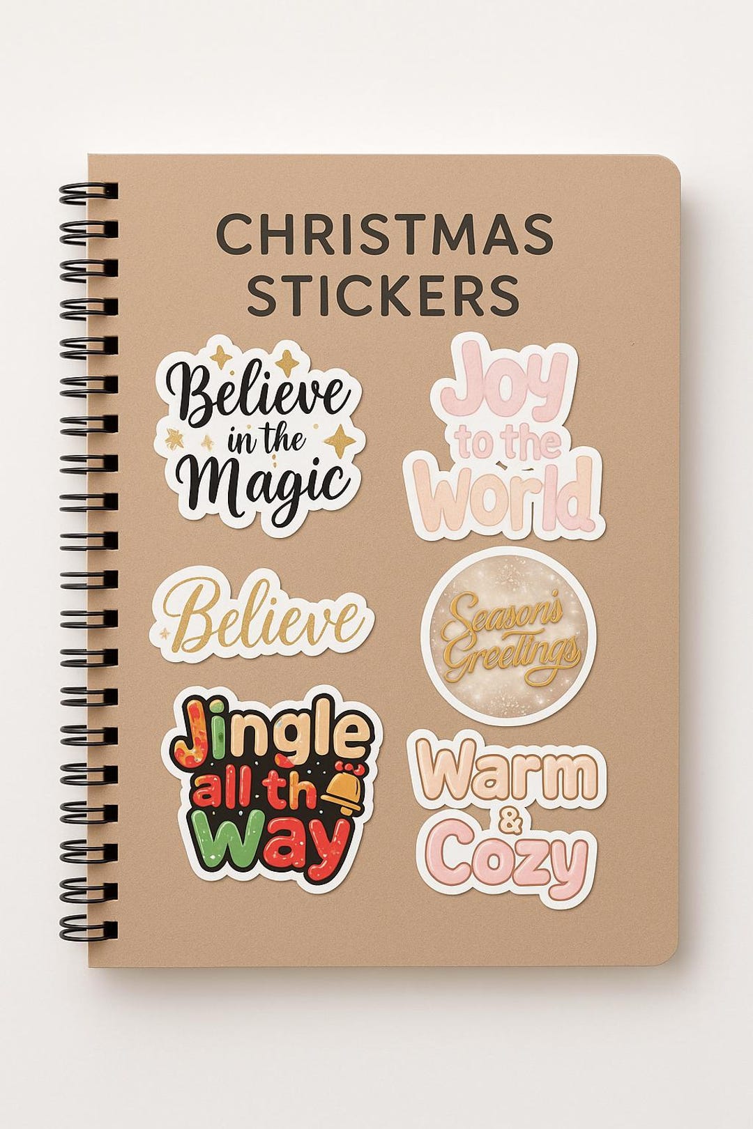 Christmas Word Stickers PDF | Warm & Cozy, Believe, Jingle All the Way ...