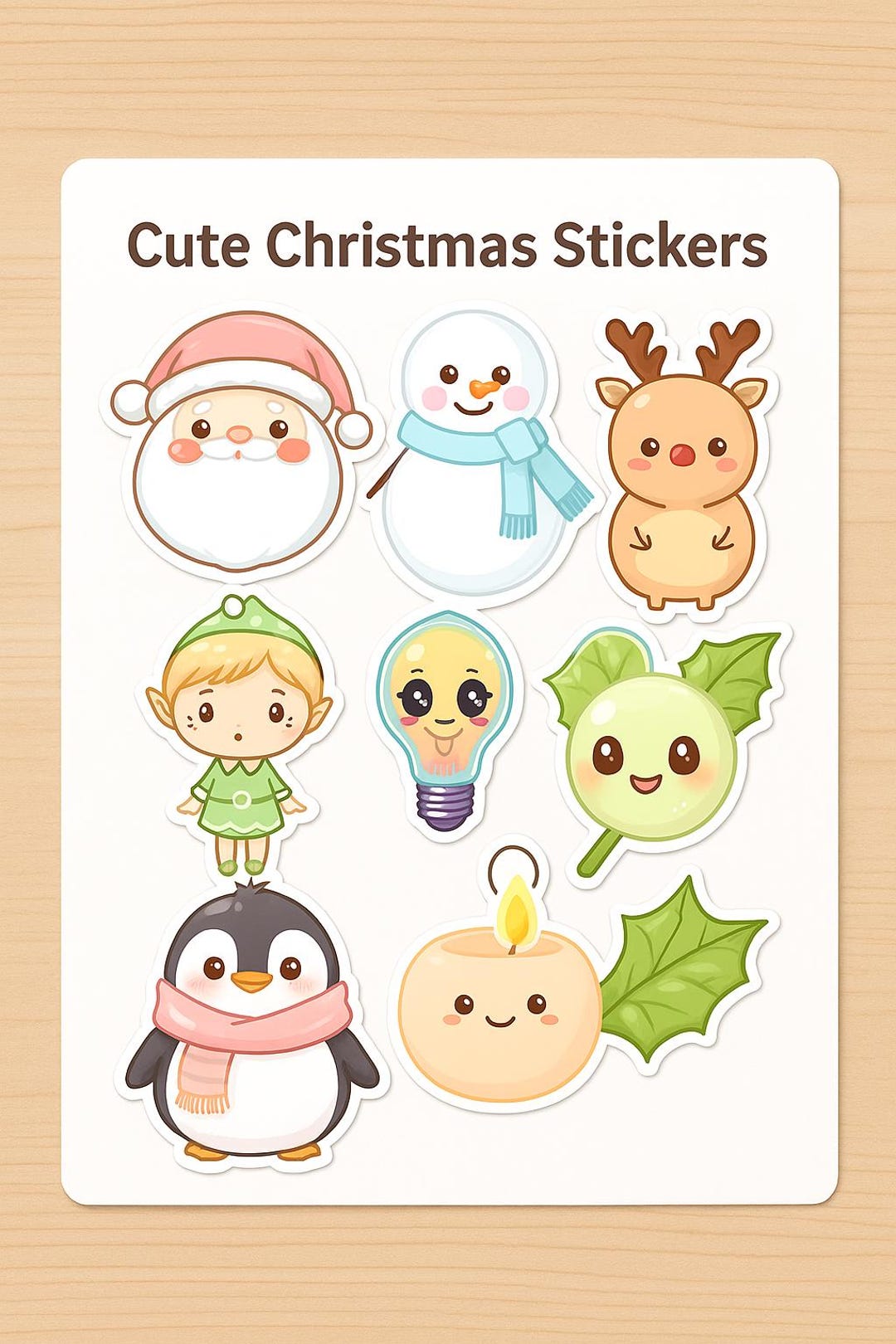 Kawaii Christmas Stickers | Printable Holiday Planner, Scrapbook ...