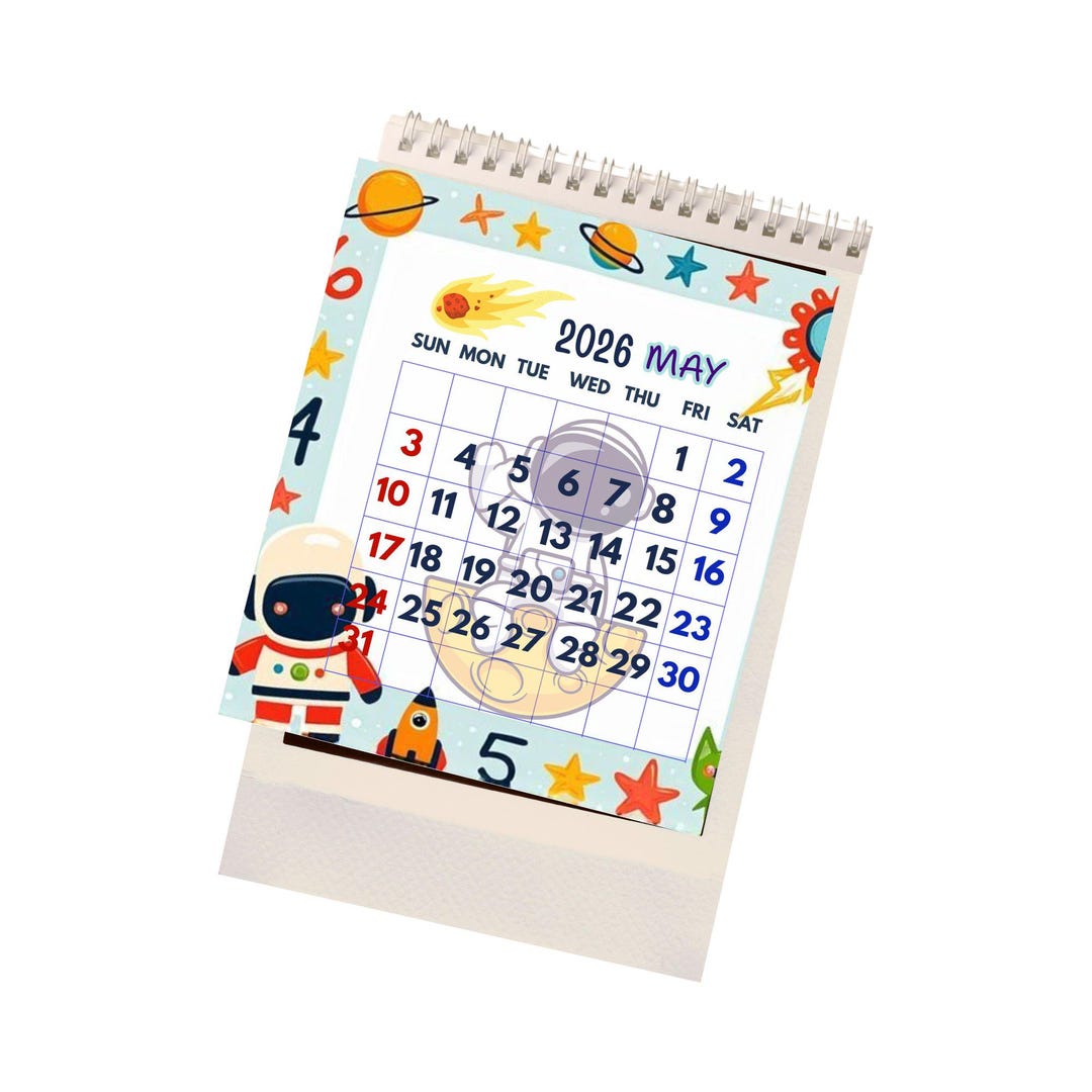 Printable Astronaut Calendar | Kids Space Theme Wall Art (PDF Download ...