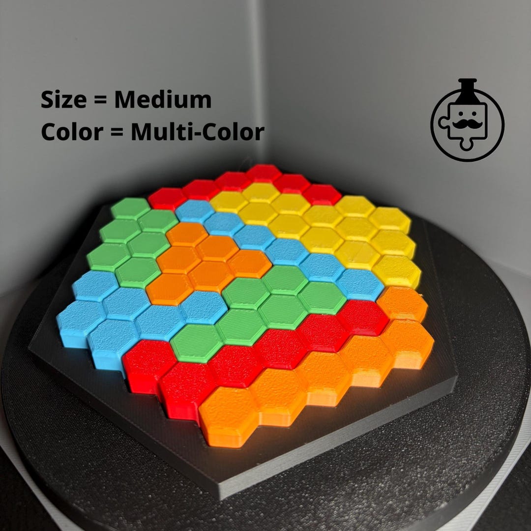 3D Printed Hexagonal Puzzle - Multiple Custom Color Options - Etsy