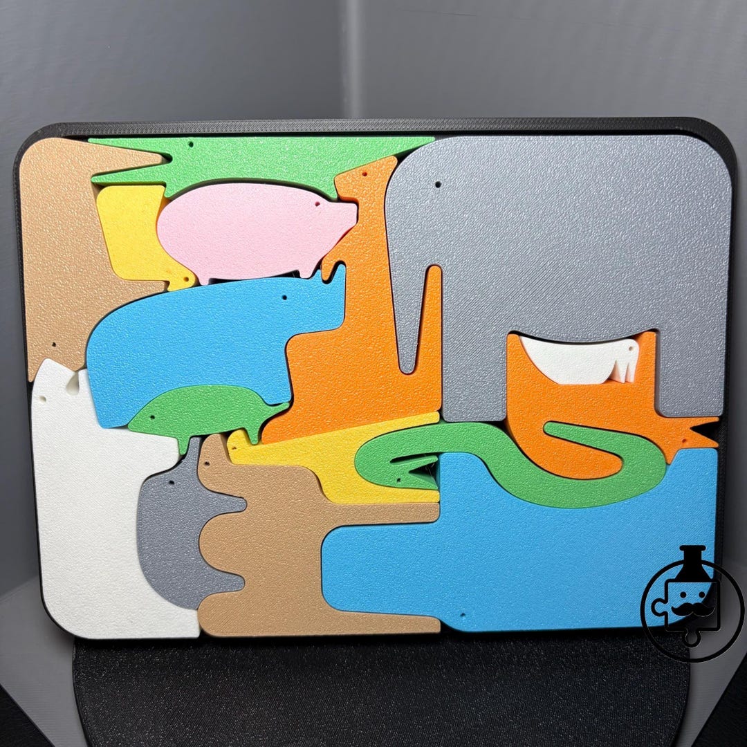 Animal Shape Puzzle Board | Colorful Wooden-style Animal Puzzle | Brain ...
