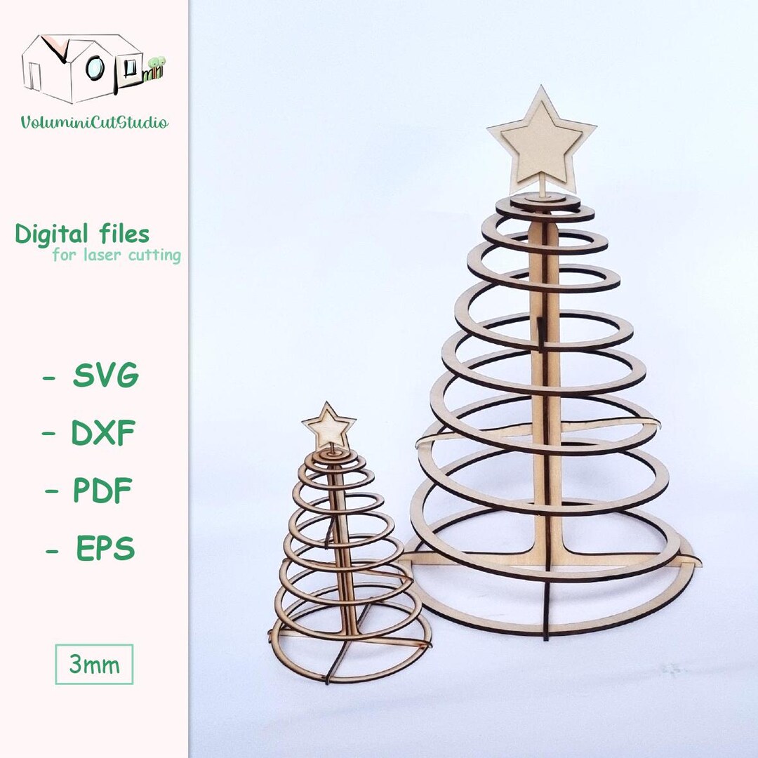 Decorative Spiral Christmas Tree – Laser Cutting File – 2 Sizes (14 Cm ...
