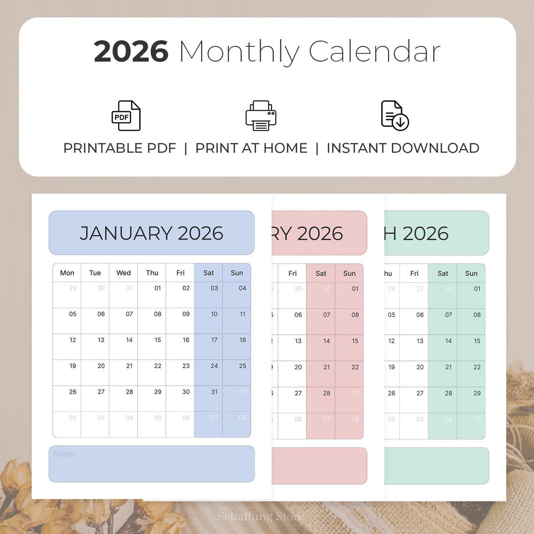 2026 Minimalist Wall Planner | A3 11x14 16x20 Print | Monthly Calendar ...