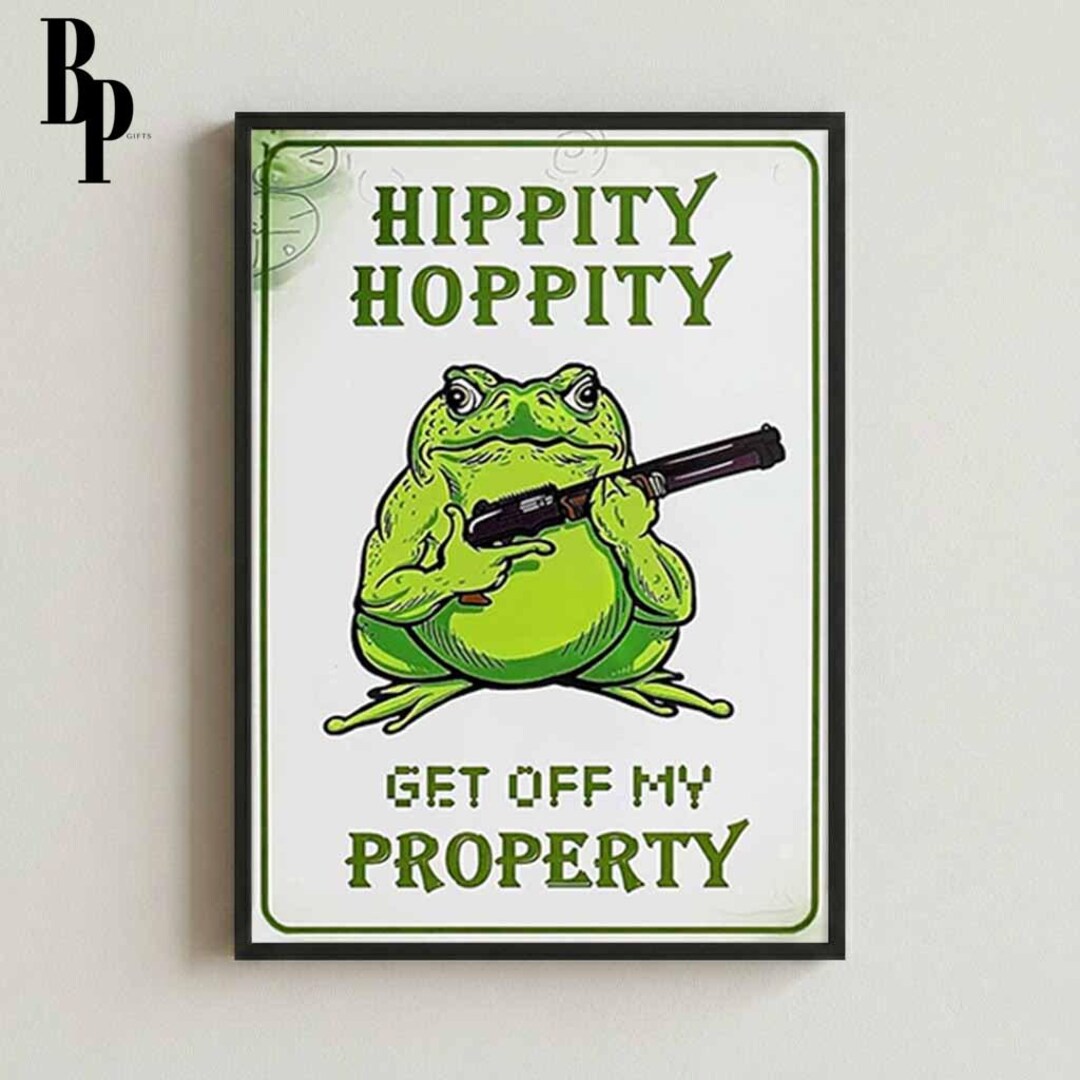 Funny Frog Poster, Hippity Hoppity Quote, Rustic Humor Wall Decor Sign ...