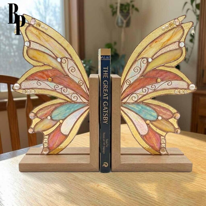 Stella Fairy Wings Bookends, Colorful Stained Glass Fantasy Bookends ...