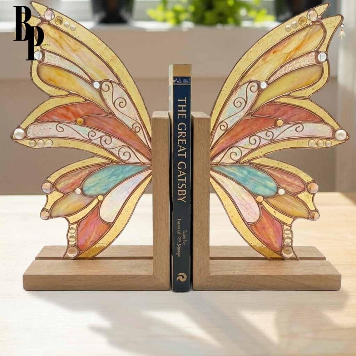 Stella Fairy Wings Bookends, Colorful Stained Glass Fantasy Bookends ...
