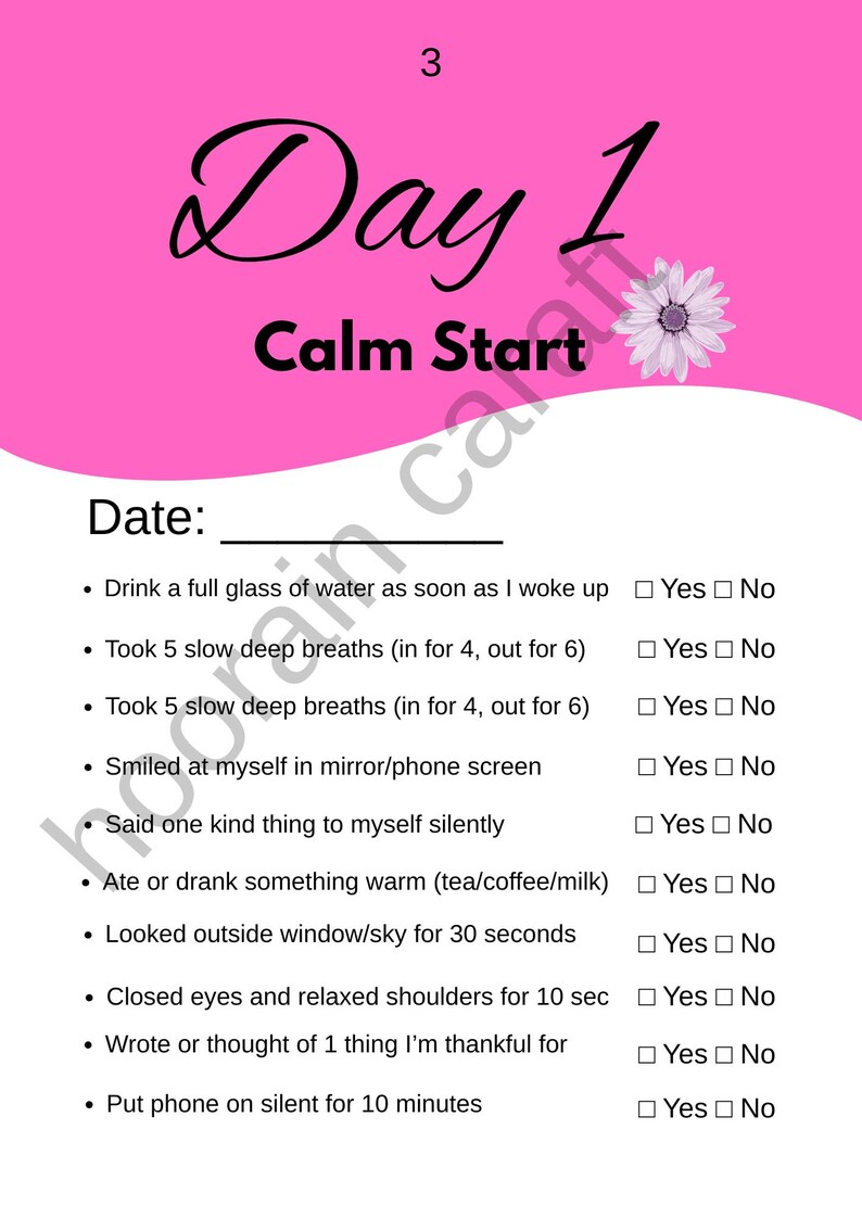 15 Day Stress Relief Challenge Printable | Self Care Checklist ...