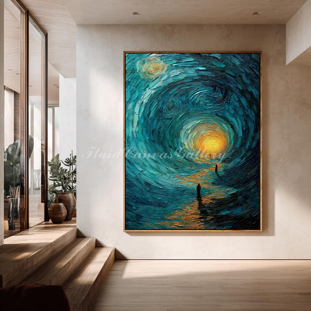Large Van Gogh-style Swirling Galaxy Oil Painting - Thickly Painted ...