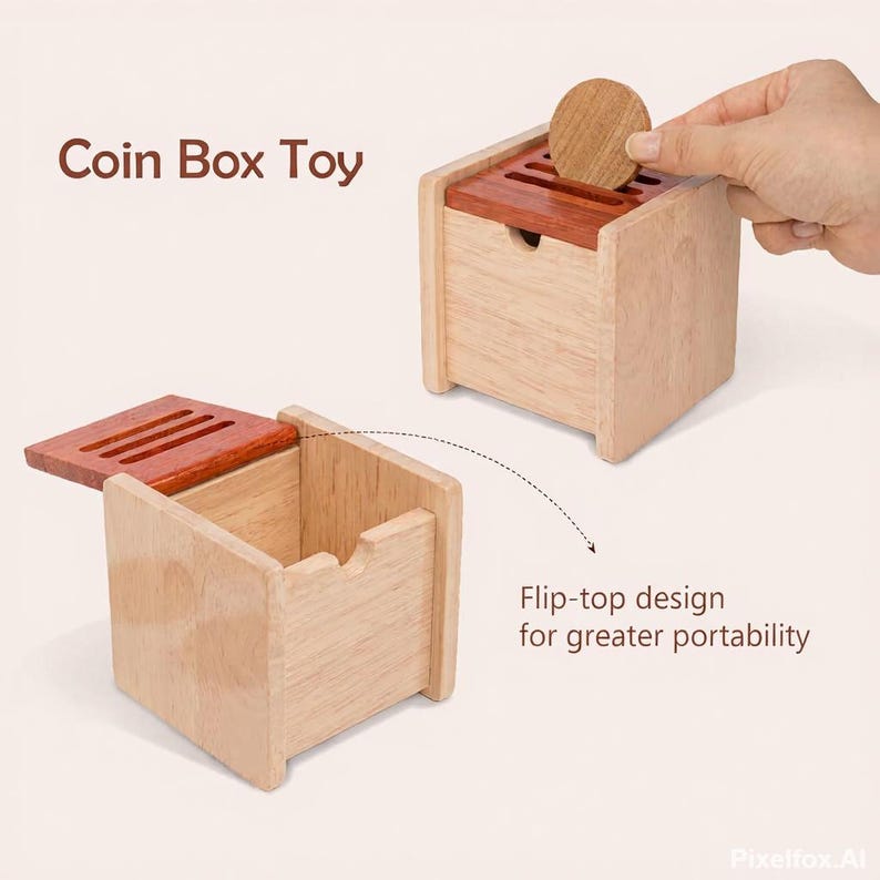 Montessori Coin Box Toy for Babies Toddlers Natural Wood 6-24 Months - Etsy