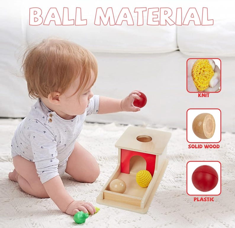 Montessori Wooden Baby Toy Object Permanence Box With Balls - Etsy