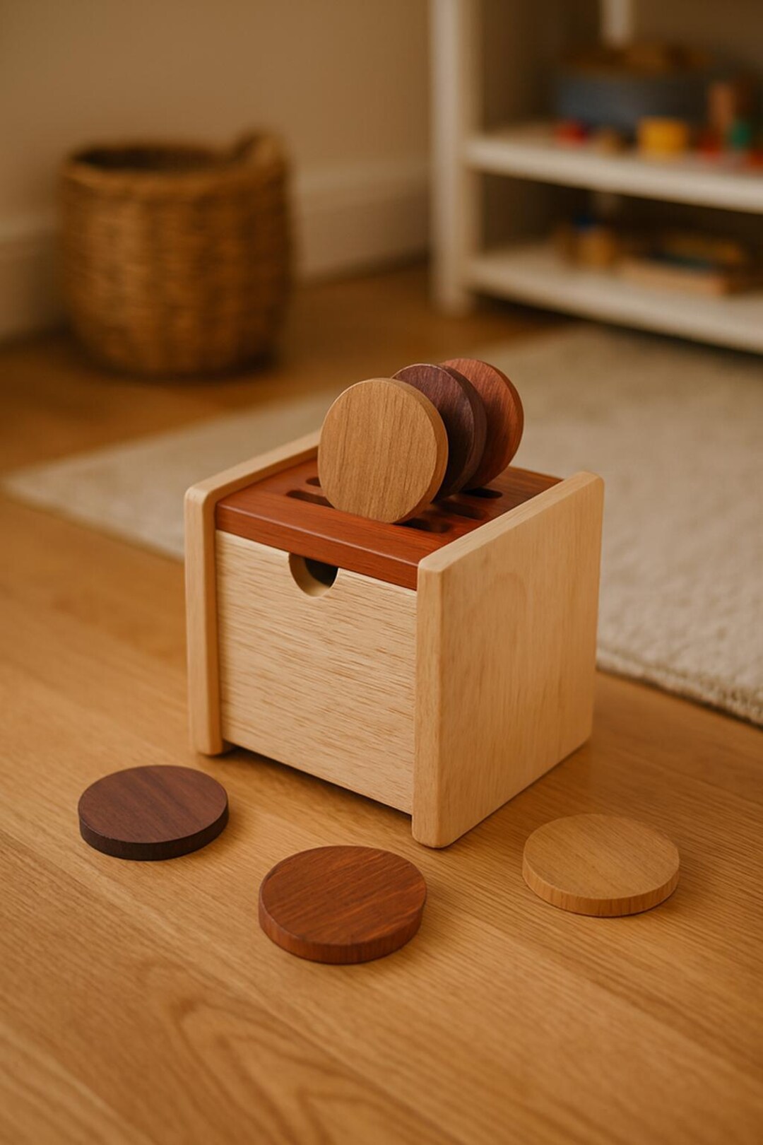 Montessori Coin Box Toy for Babies Toddlers Natural Wood 6-24 Months - Etsy