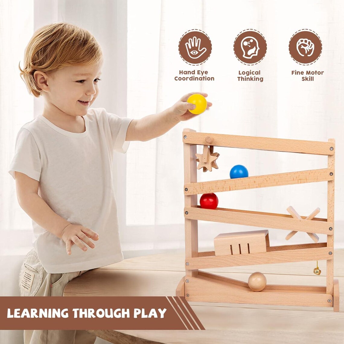 Montessori Tracker Ball Drop Wooden Toy for Toddlers - Etsy