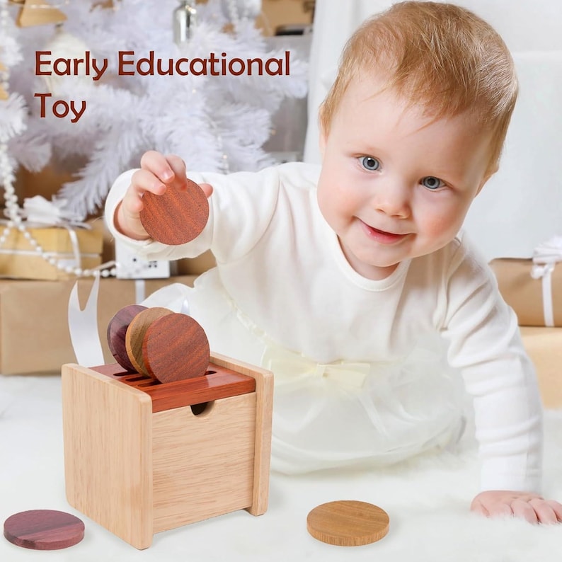 Montessori Coin Box Toy for Babies Toddlers Natural Wood 6-24 Months - Etsy