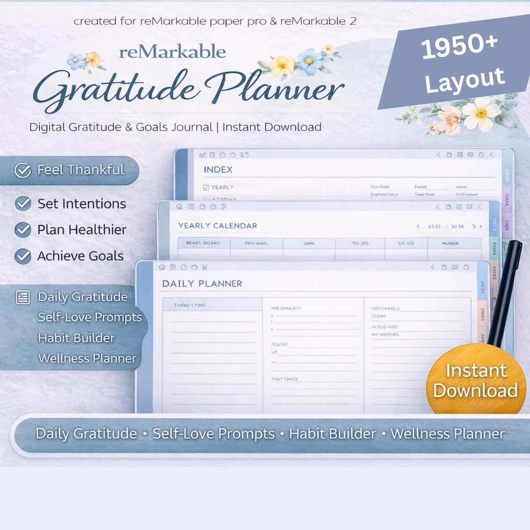 Remarkable Gratitude Planner | Digital Daily Gratitude Journal PDF ...