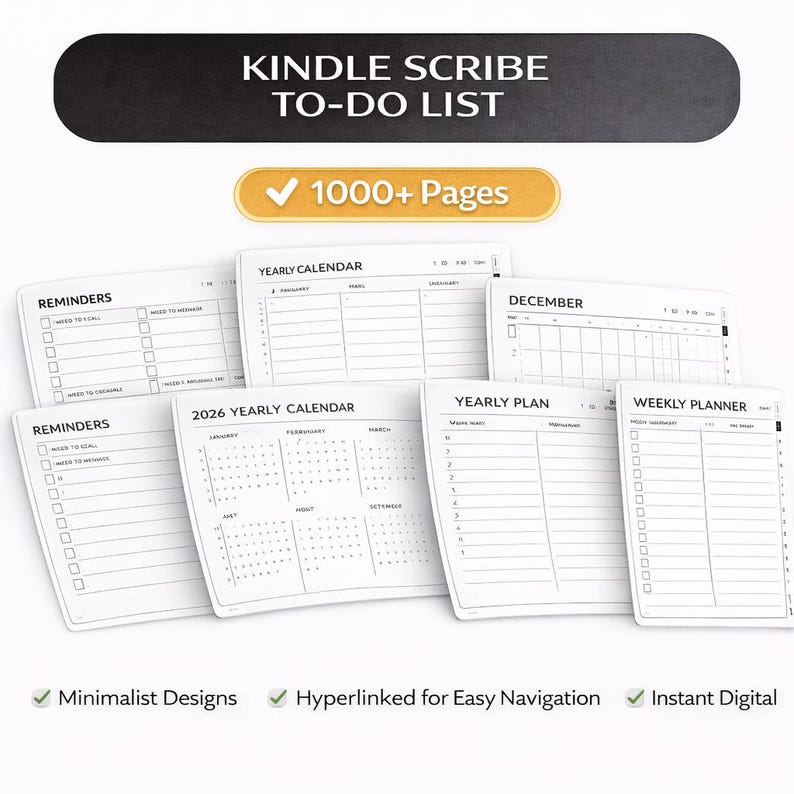 Kindle Scribe To-do List | Digital Task Planner (PDF Download, 2000 ...