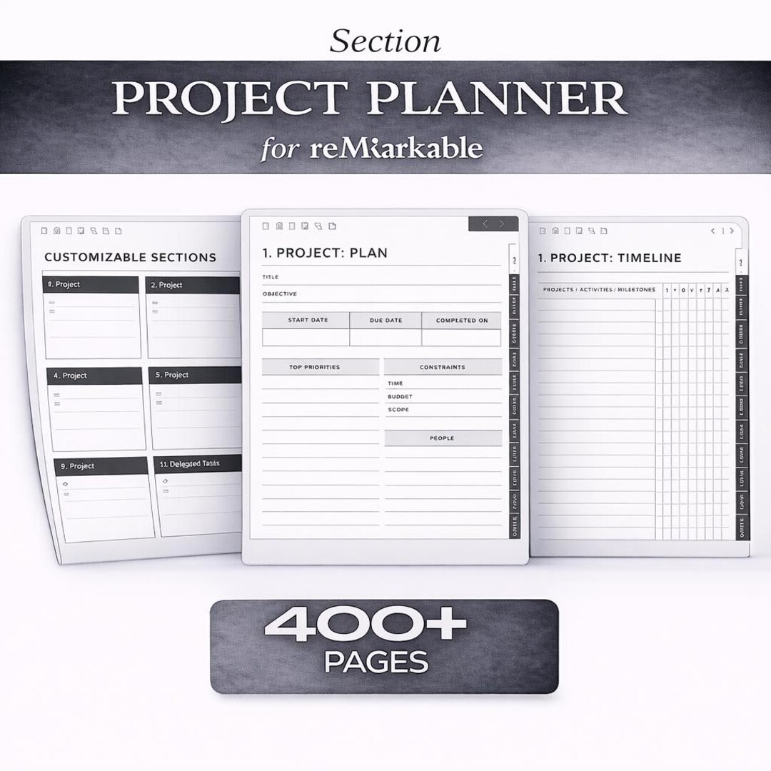Remarkable 2 Project Planner | Section-based Digital PDF - Etsy