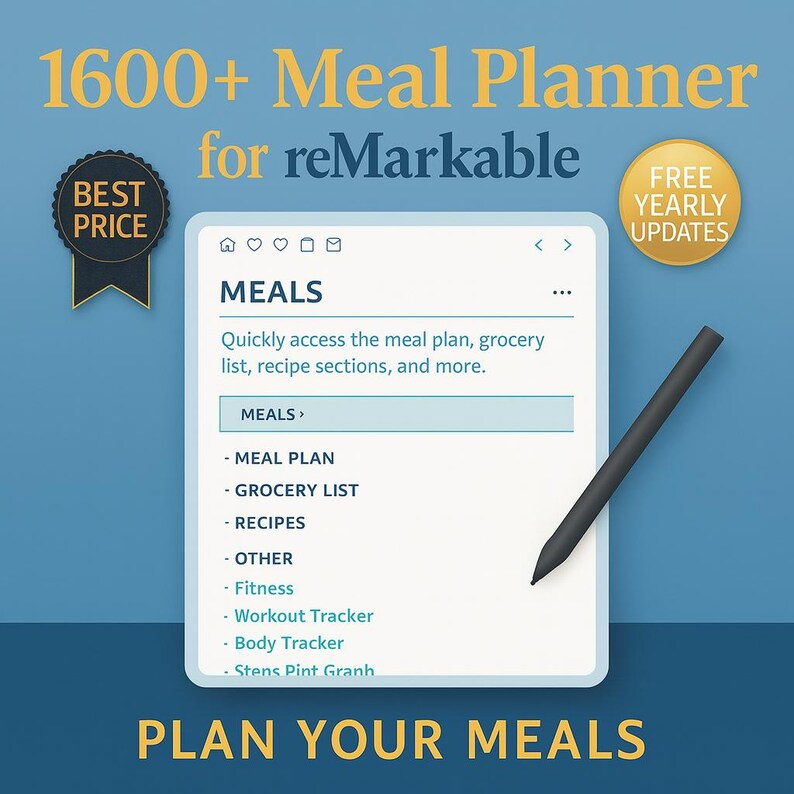 1600+ Meal Planner for Remarkable | Digital Meal Planning Notebook PDF ...
