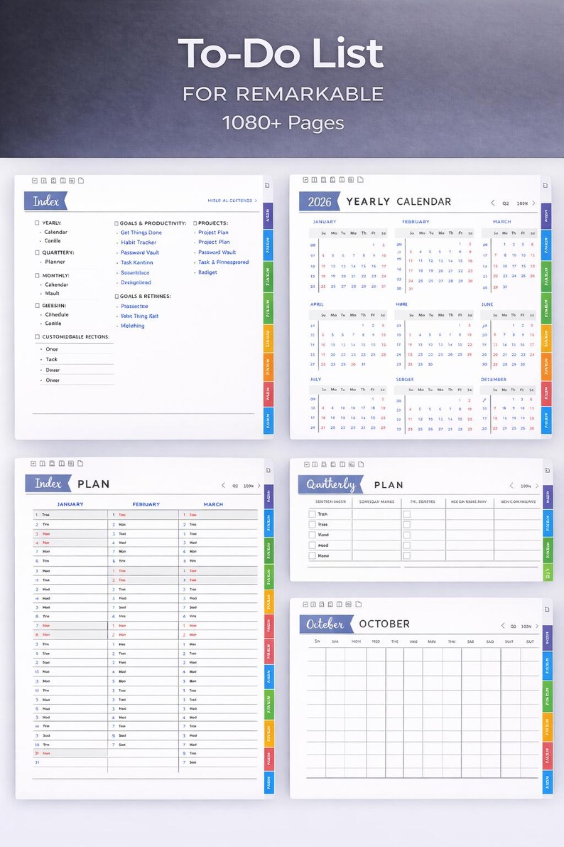 Ultimate To-do List 2026 for Remarkable 1 & 2 – Hyperlinked Digital ...