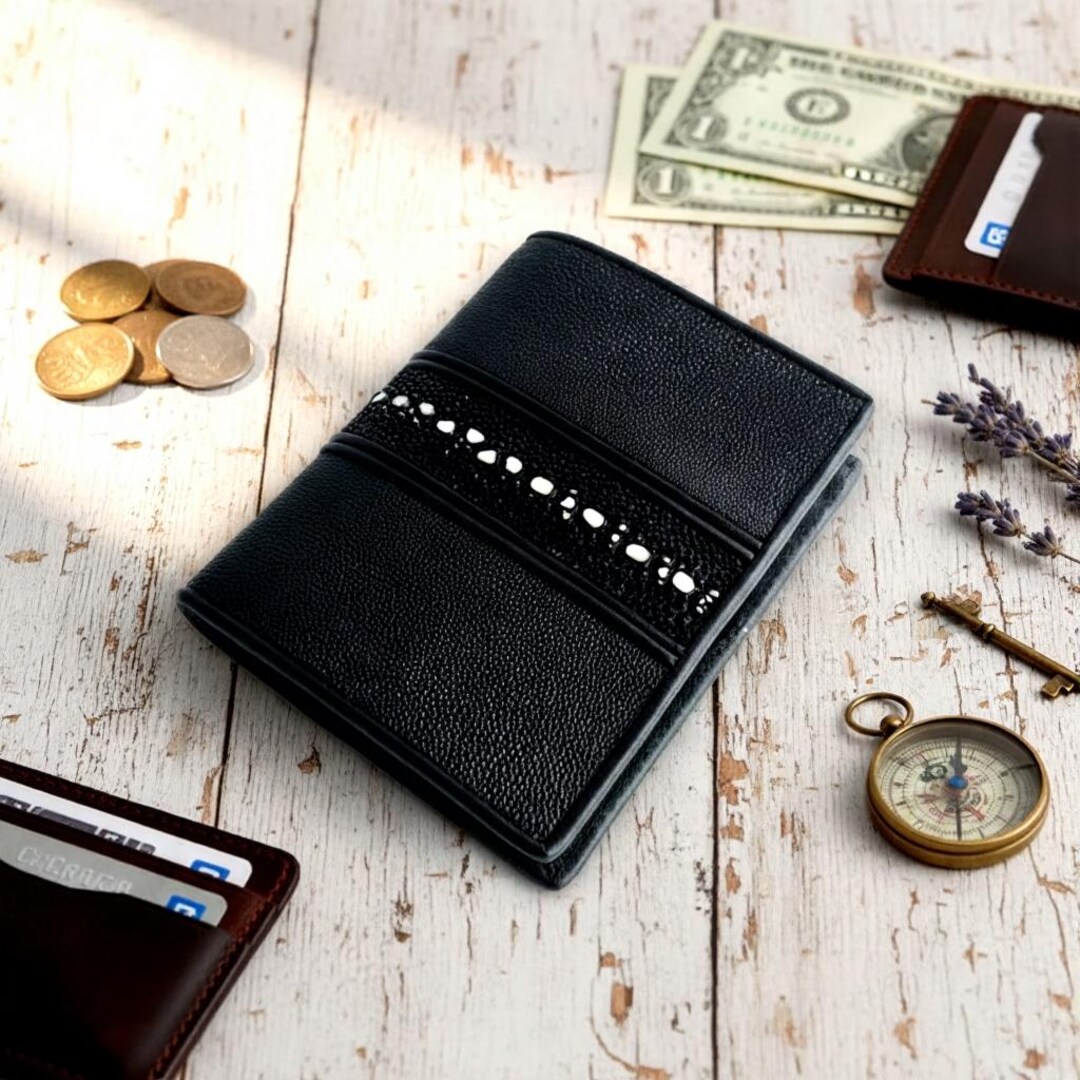 Handmade Stingray Leather Bifold Wallet, Exotic Row Stone - Etsy