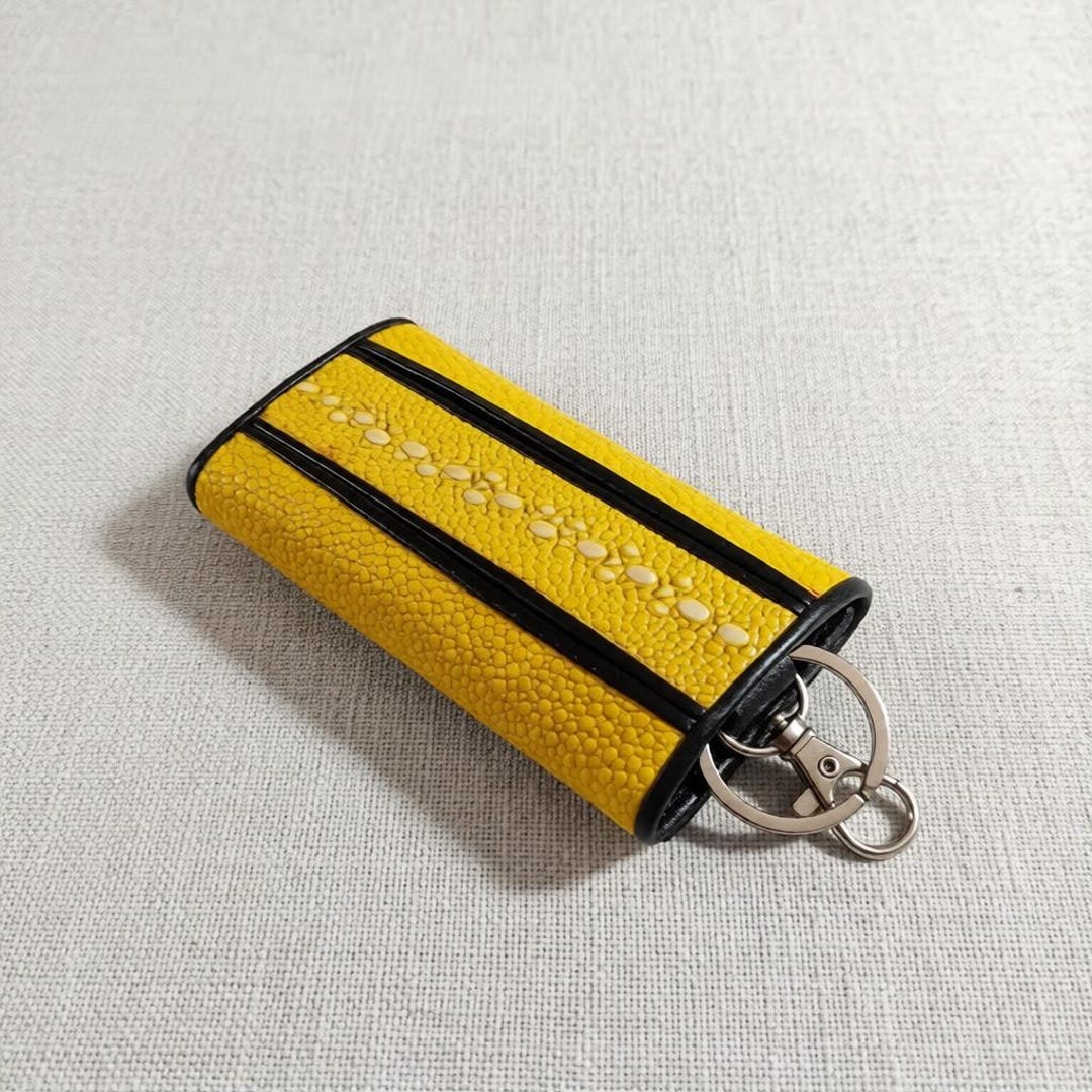 Yellow Stingray Leather Keychain Wallet, Shagreen Key Case - Etsy