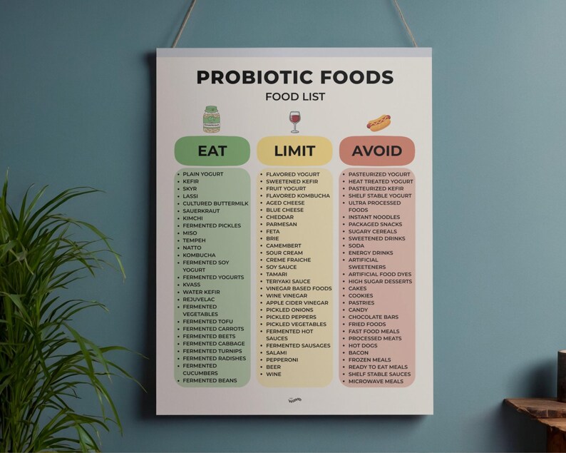 Probiotic Food List Printable, Probiotic Food Chart PDF, Gut Friendly ...