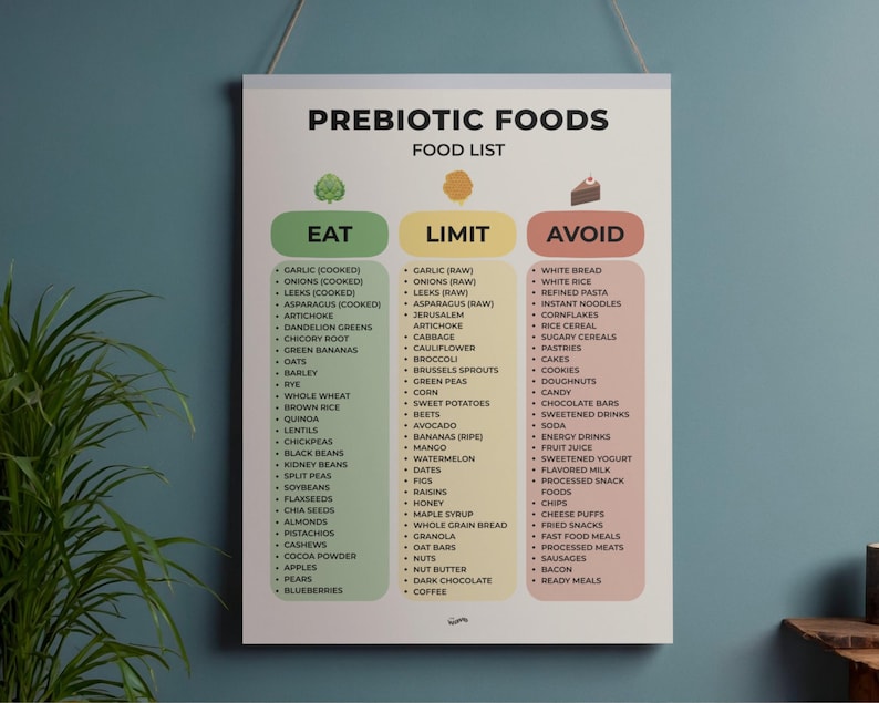 Prebiotic Food List Printable, Gut Health Foods, Prebiotic Food Chart ...