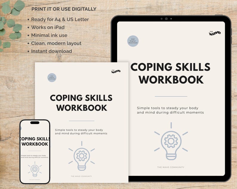 Coping Skills Workbook Printable, Stress Relief Worksheets, Emotional ...