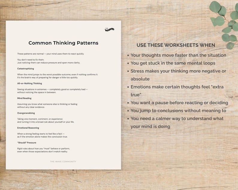 Cognitive Distortions Workbook, Printable Thought Pattern Worksheets ...