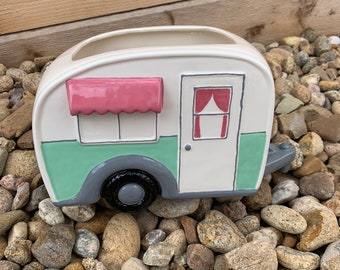 Ceramic Camper Trailer Pink Planter - Etsy