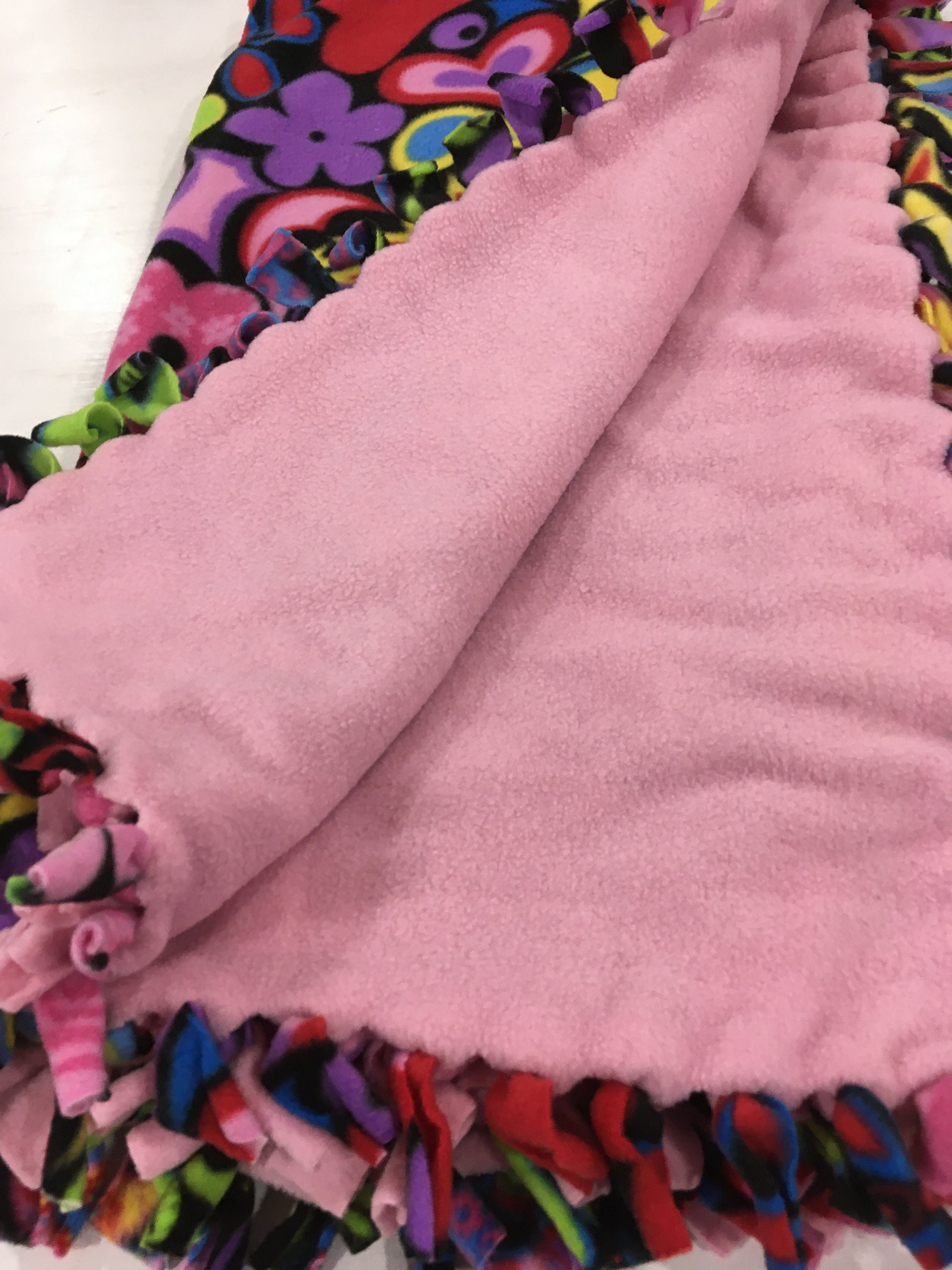 Handmade Fleecetied Flower Power Blanket - Etsy