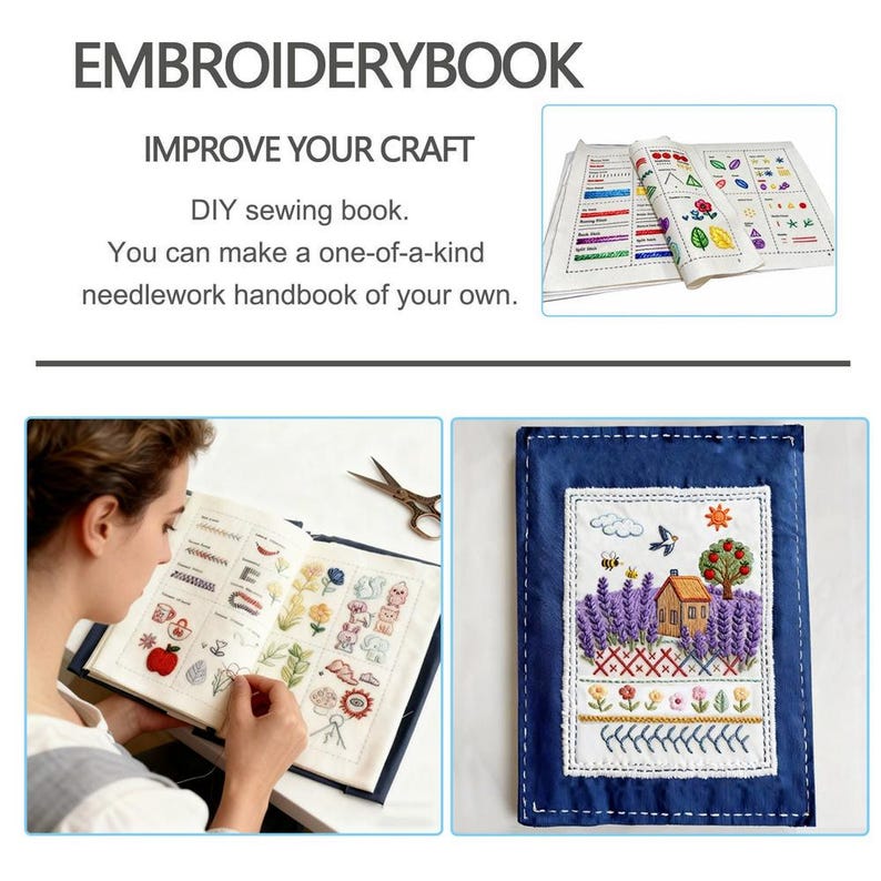 DIY Embroidery Stitch Book Kit, Patterns Sewing & Hand Embroidery ...