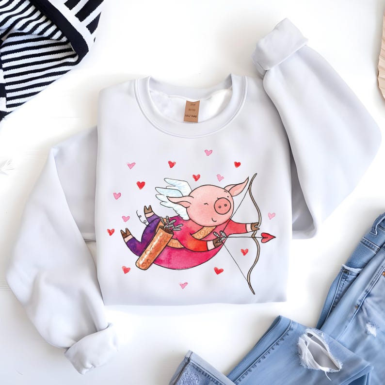 Valentine's Day Pig Sweatshirt, Pig Lover Gift - Etsy