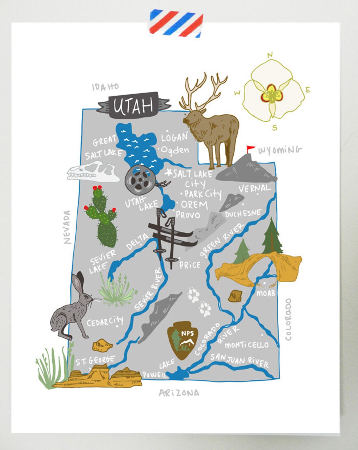 Utah Illustrated 8x10 Map - Etsy