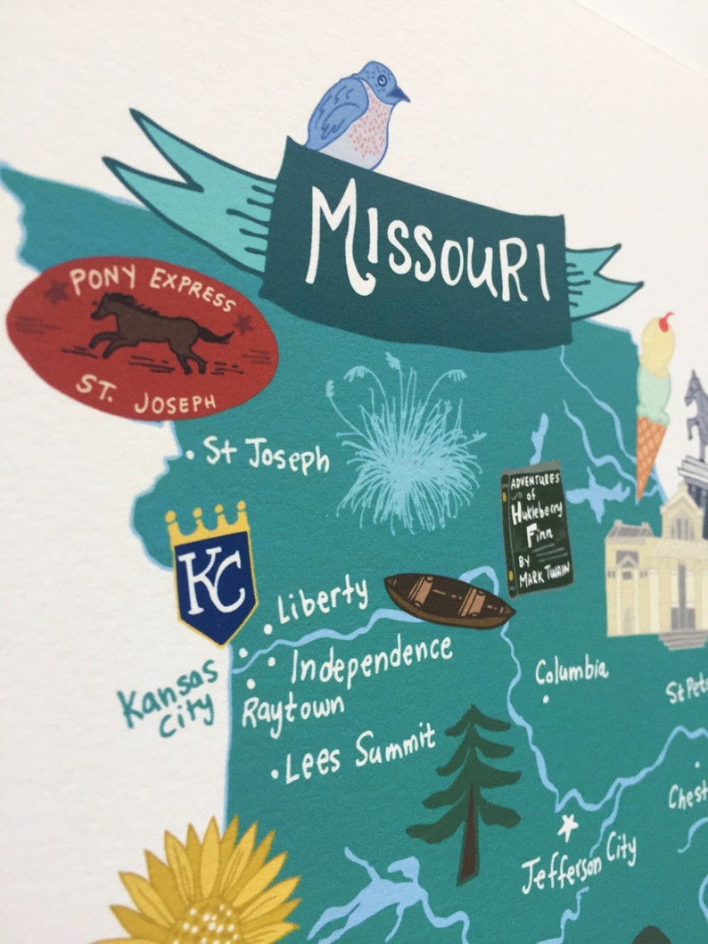 Missouri Illustrated 8x10 Map - Etsy