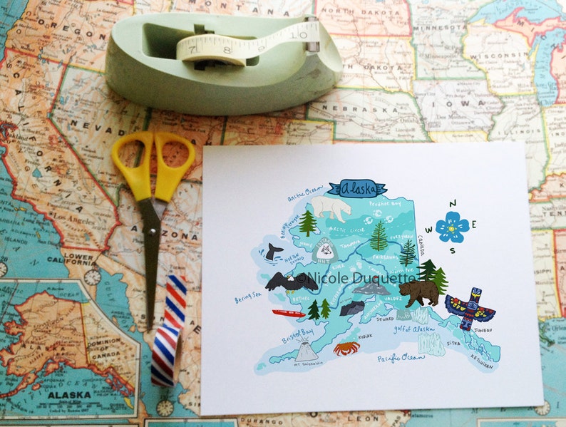 Alaska Illustrated 8x10 Map - Etsy