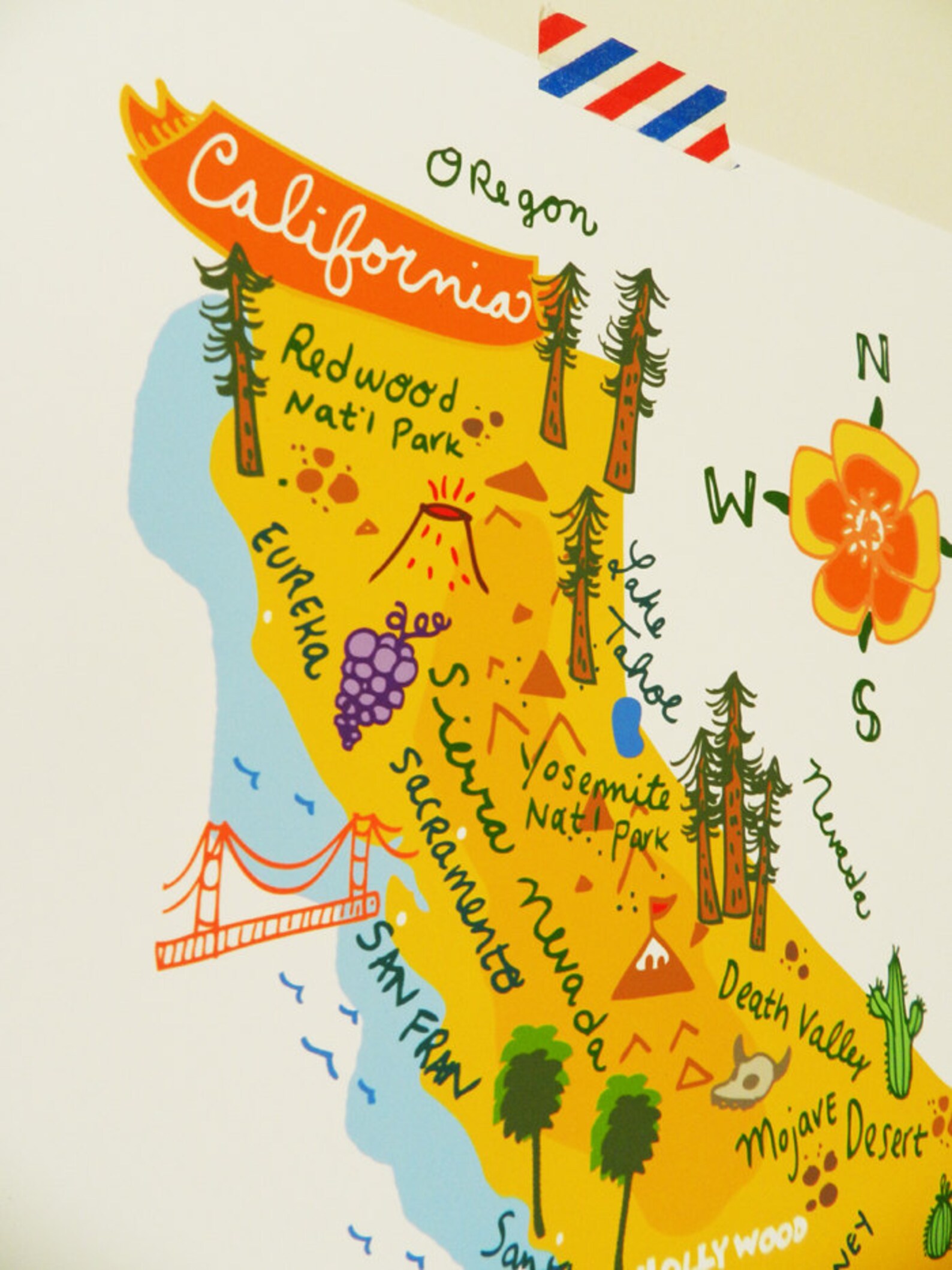 California Illustrated 8x10 Map - Etsy