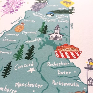 New Hampshire Illustrated 8x10 Map - Etsy