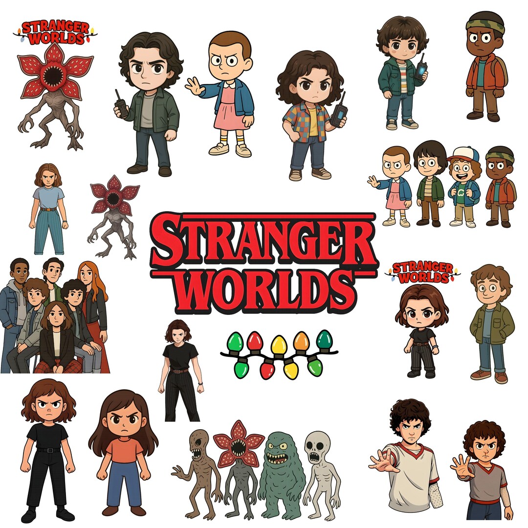 Stranger Things Chibi Charaktere PNG Bundle, Horror Pack (Digitaler ...