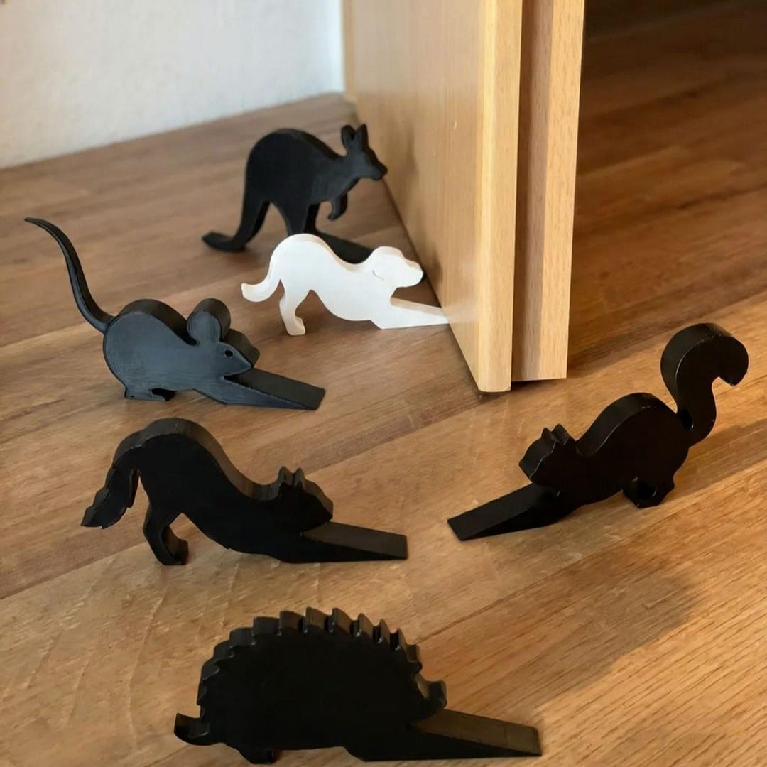 Whimsical Animal Door Stopper | 3D Printed Decorative Wedge | Wolf, Cat ...