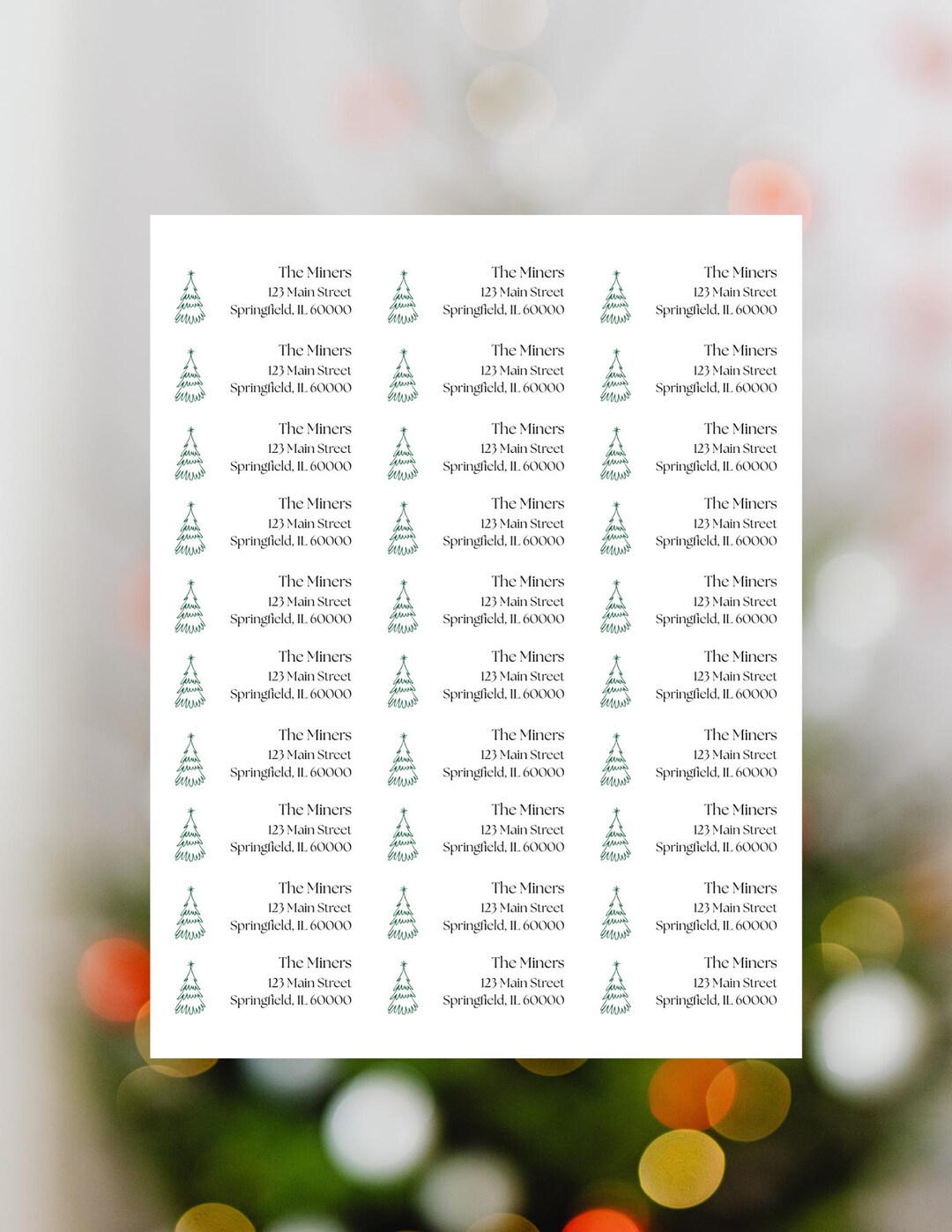 Christmas Tree Address Labels At-home Printable Template - Etsy