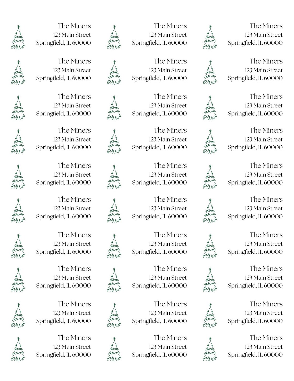 Christmas Tree Address Labels At-home Printable Template - Etsy