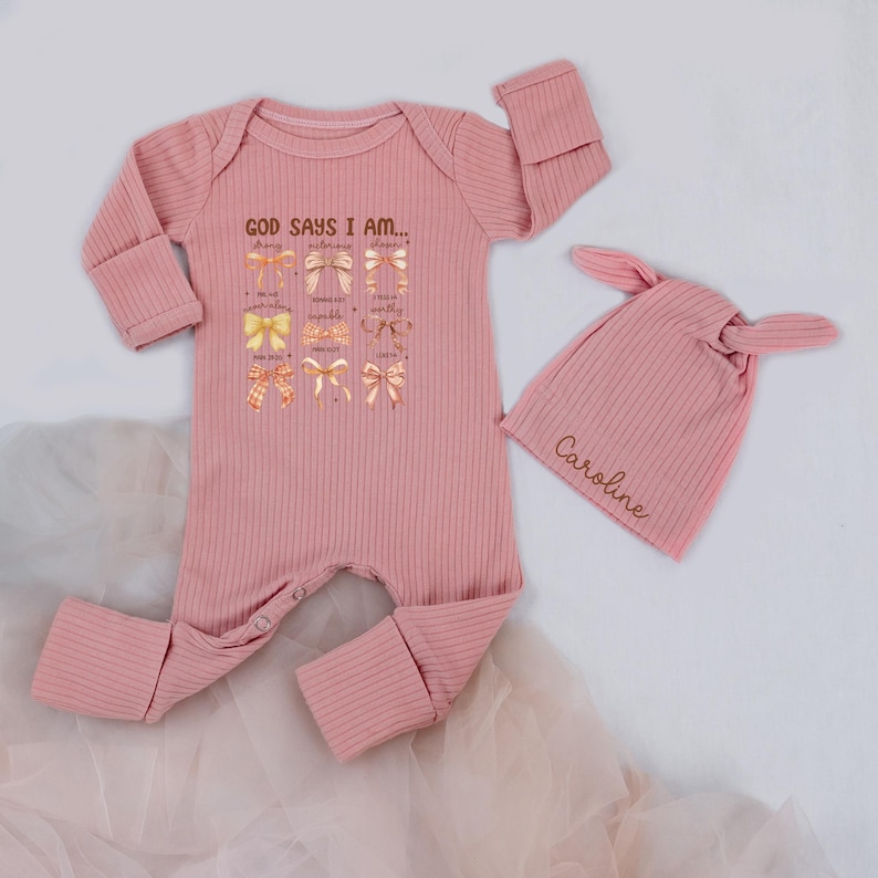 Personalized God Says I Am Baby Bodysuit, Coquette Bow Coming Home ...